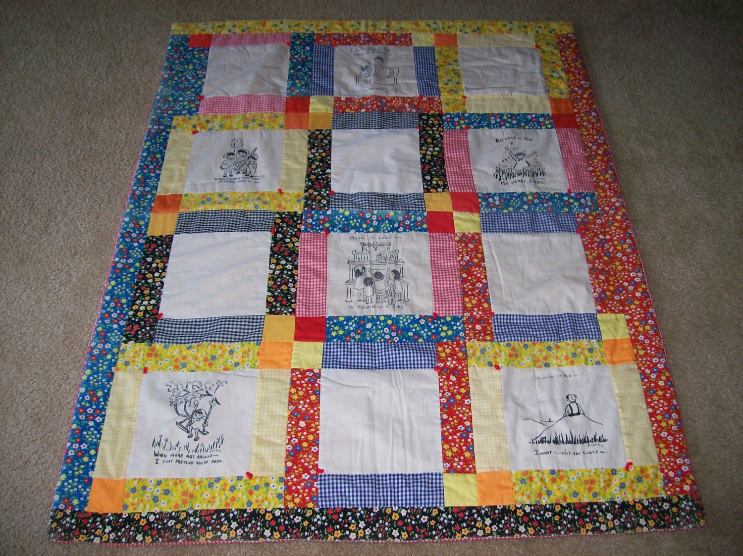 Vintage Crib Size Quilt For Baby Or Child 42 X 55 By Farmallqueen