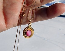 Unique pink stone pendant related items | Etsy