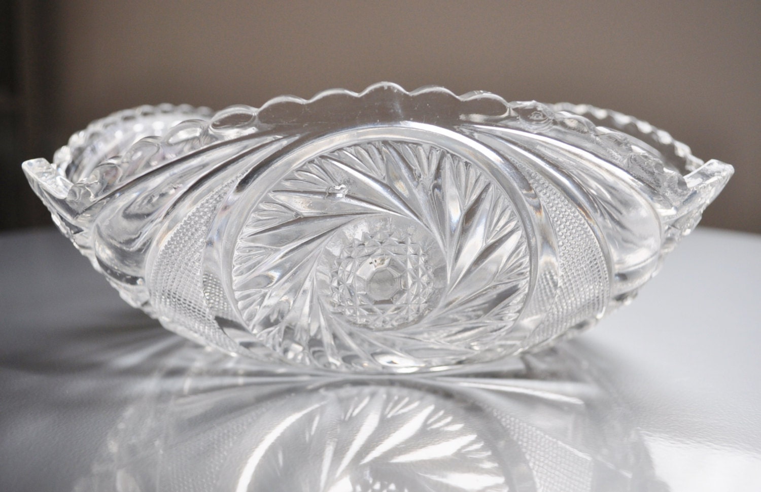 Vintage Pres Cut McKee Pressed Glass Bowl Triangle