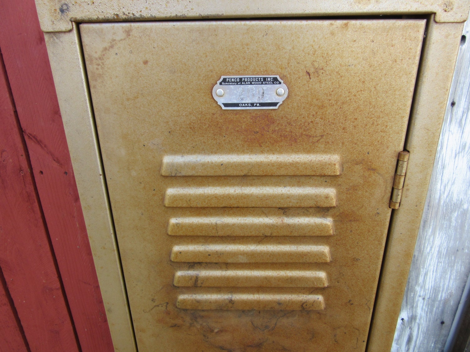 Industrial Metal Storage Locker Rusted Gold 1940s Penco 1960s Era Metal ...
