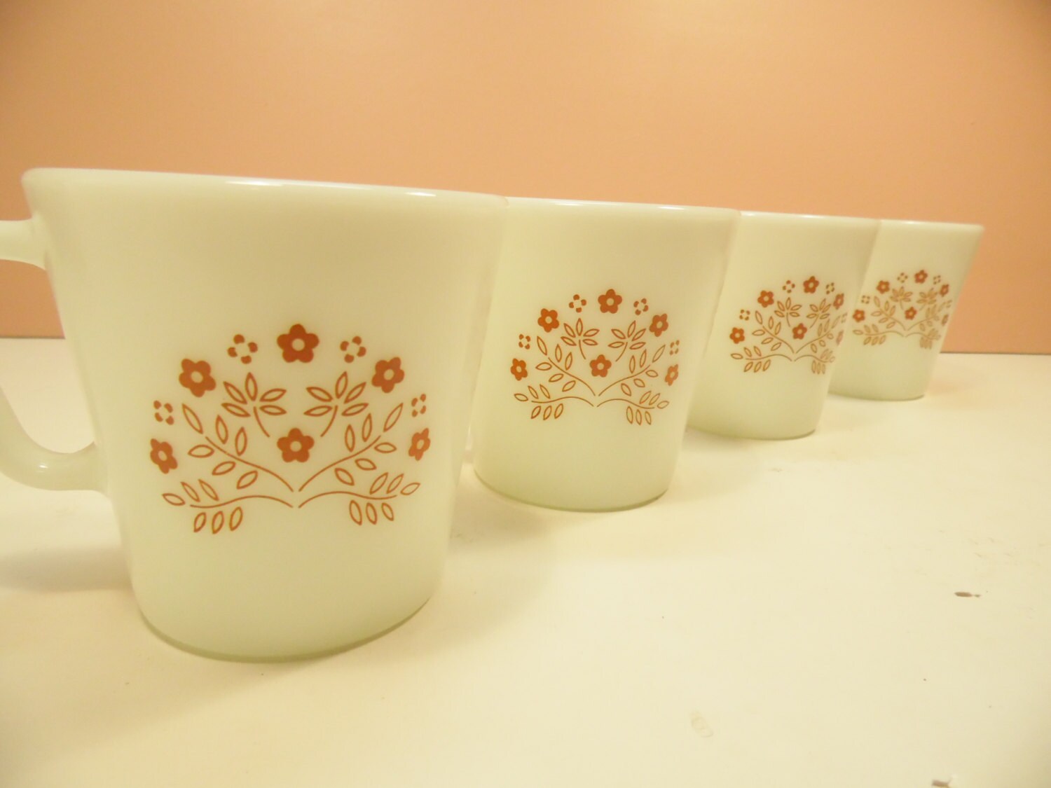 4 Pyrex Coffee Mugs Ginger Pattern 8 Ounce Mugs – Haute Juice