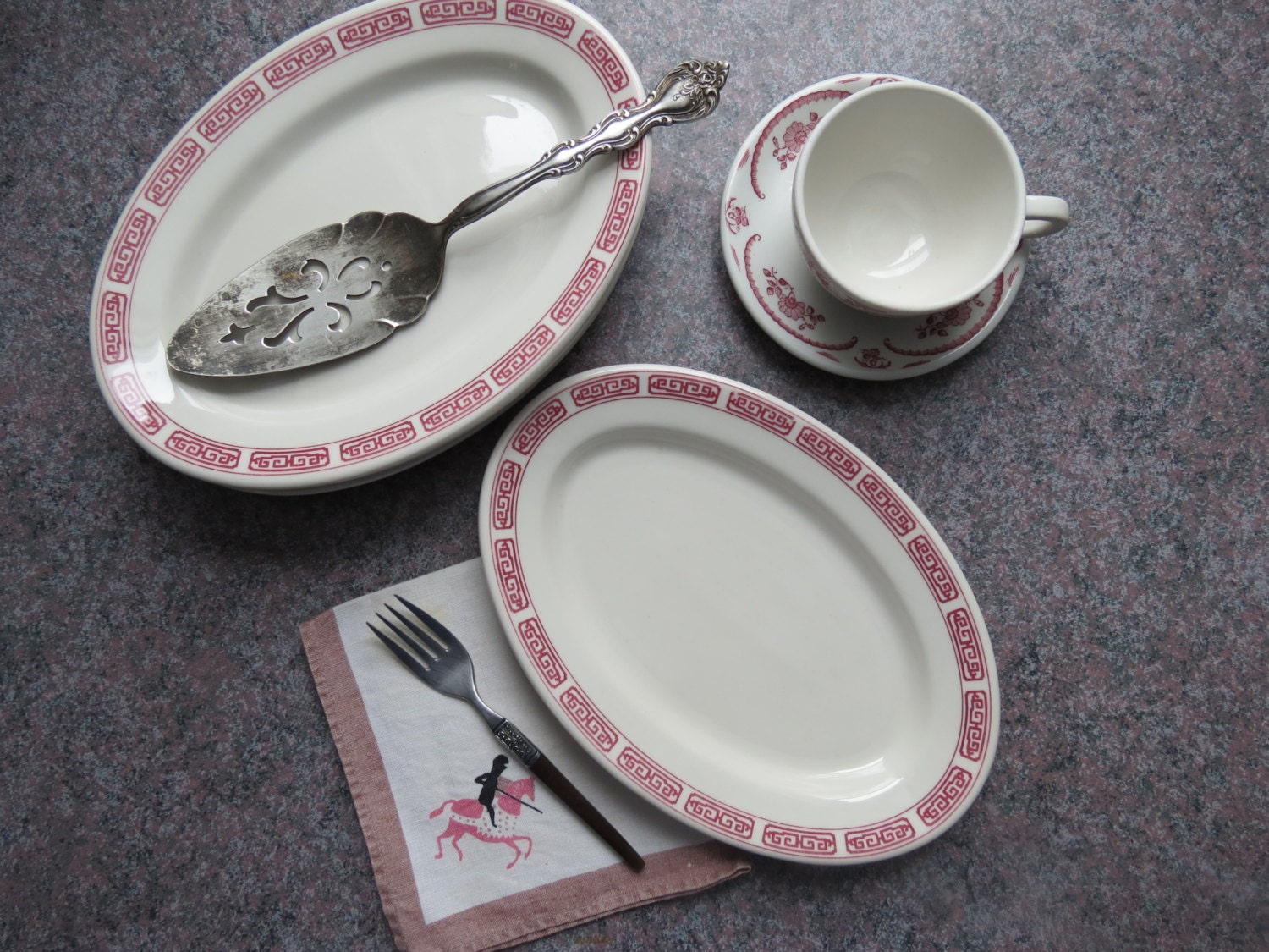 Set of 6 Vintage Restaurant Ware Platters // Buffalo China USA Red ...