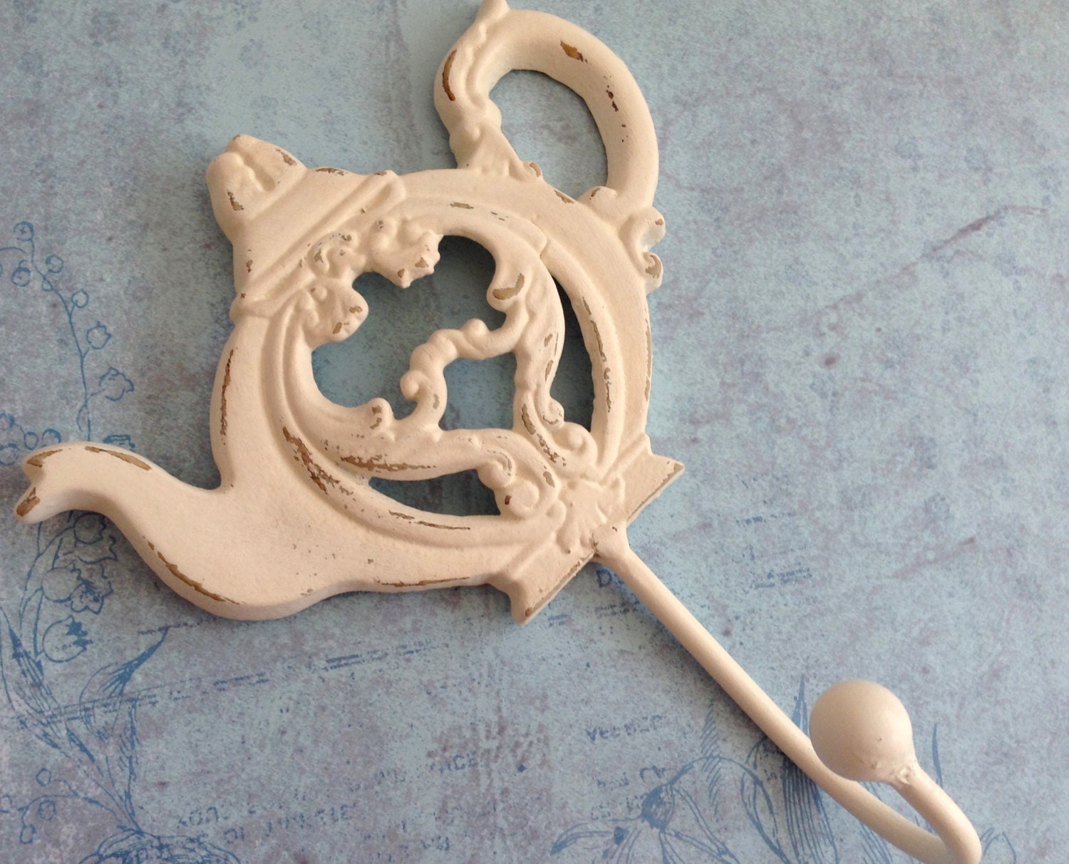 Vintage Tea Pot Wall Hook /Cast Iron Large Size/ Rustic Harware/ Towel ...