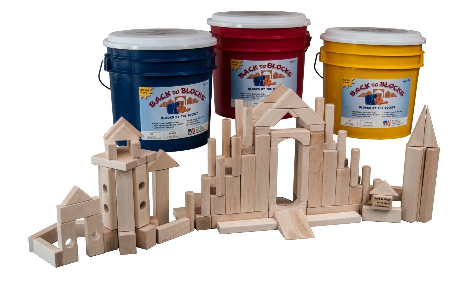 Maple Wooden Blocks For Kids.112 Hardwood Blocks In A Bright