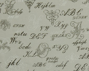 French script fabric | Etsy