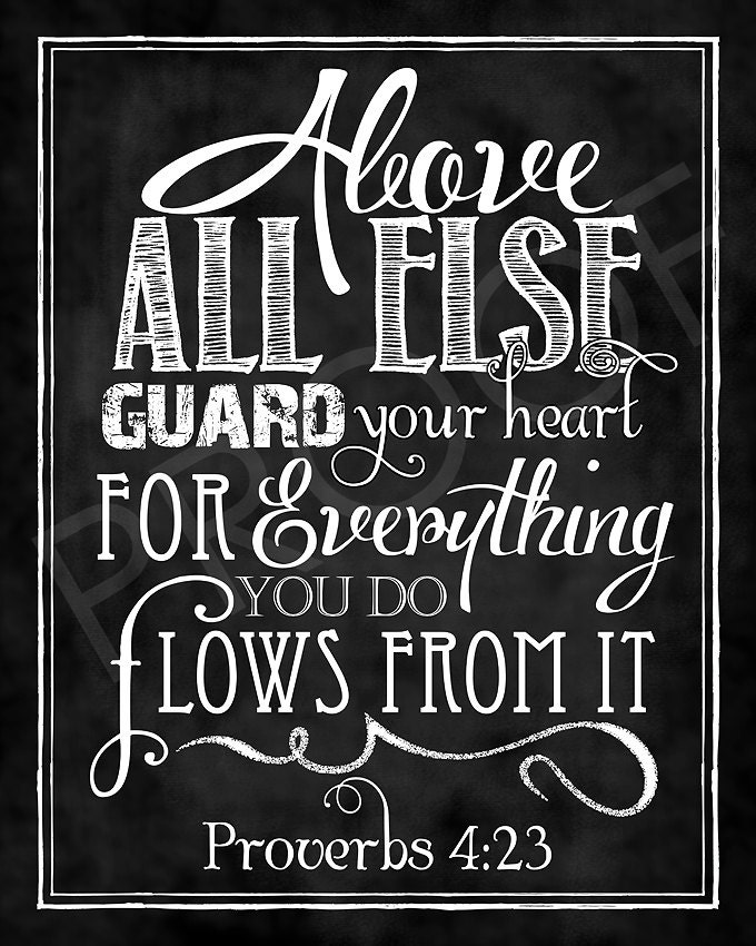 Scripture Art Proverbs 4:23 Chalkboard Style