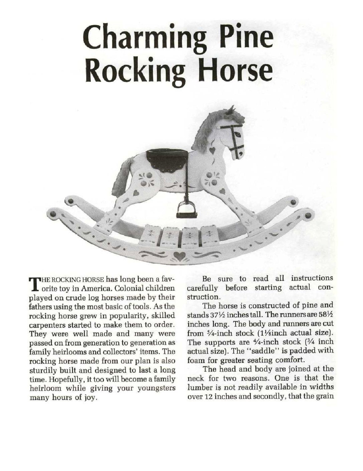 A Woodworking Plan for a Vintage Style Rocking Horse.