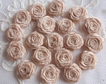 30 Small Handmade Ribbon Roses 5/8 inches In Pink by Mydesign63