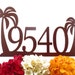 Tropical Palm Tree House Number Metal Sign by RefinedInspirations
