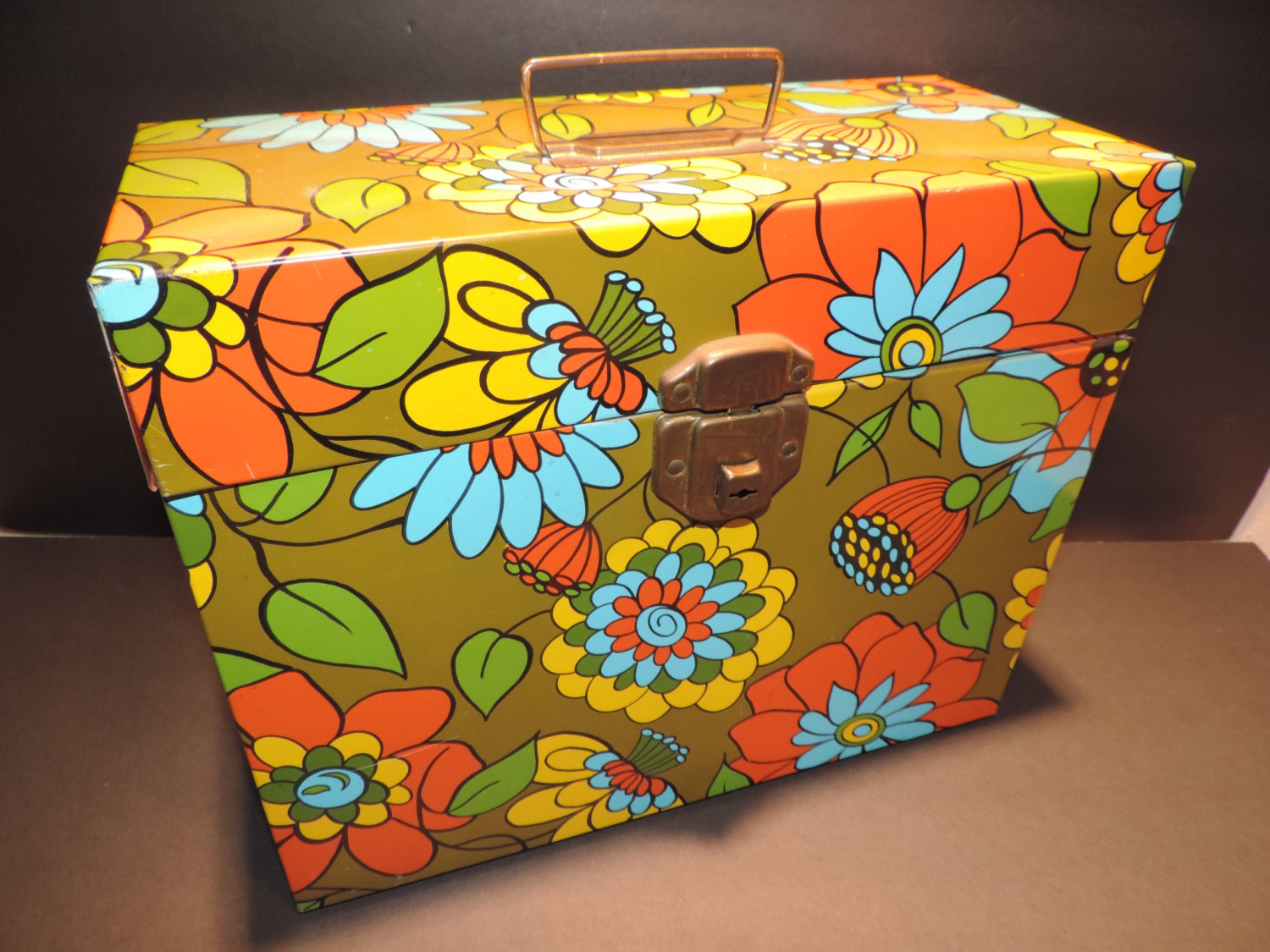 Groovy Retro Tin Floral Box Locking Box Vintage Travel Trailer RV ...