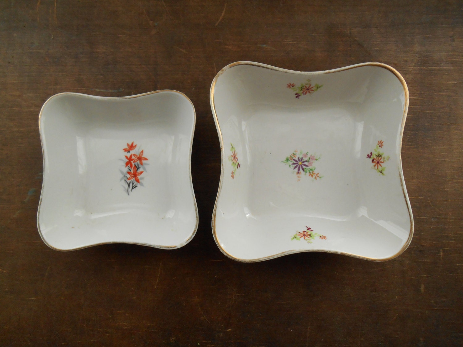 Soviet vintage bowl set RPR porcelain bowls Rectangular bowl set White ...