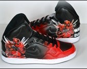 Items similar to Deadpool Shoes, Mens Comic Custom Shoes, Deadpool ...