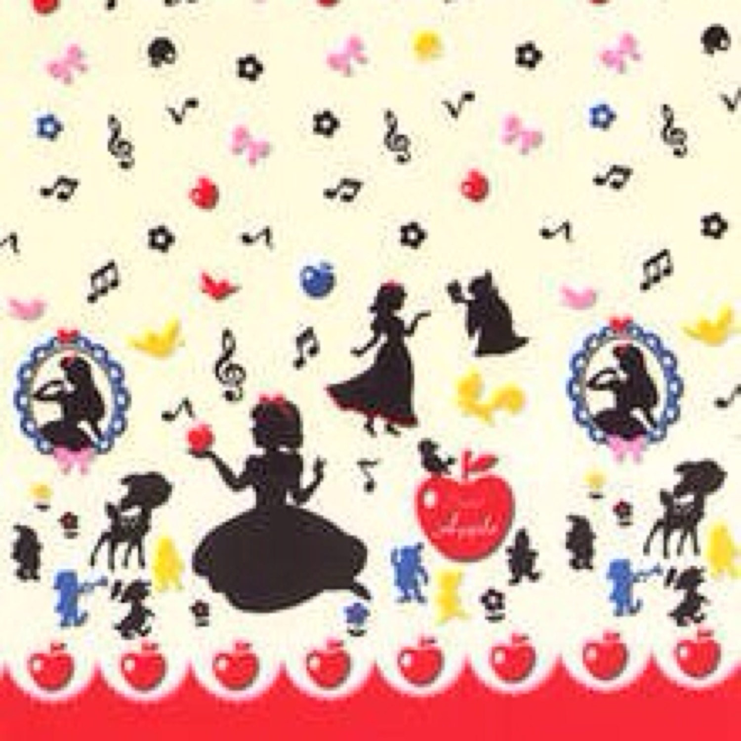 Cute Snow White border fabric on Natural by Lecien by PatternCrush