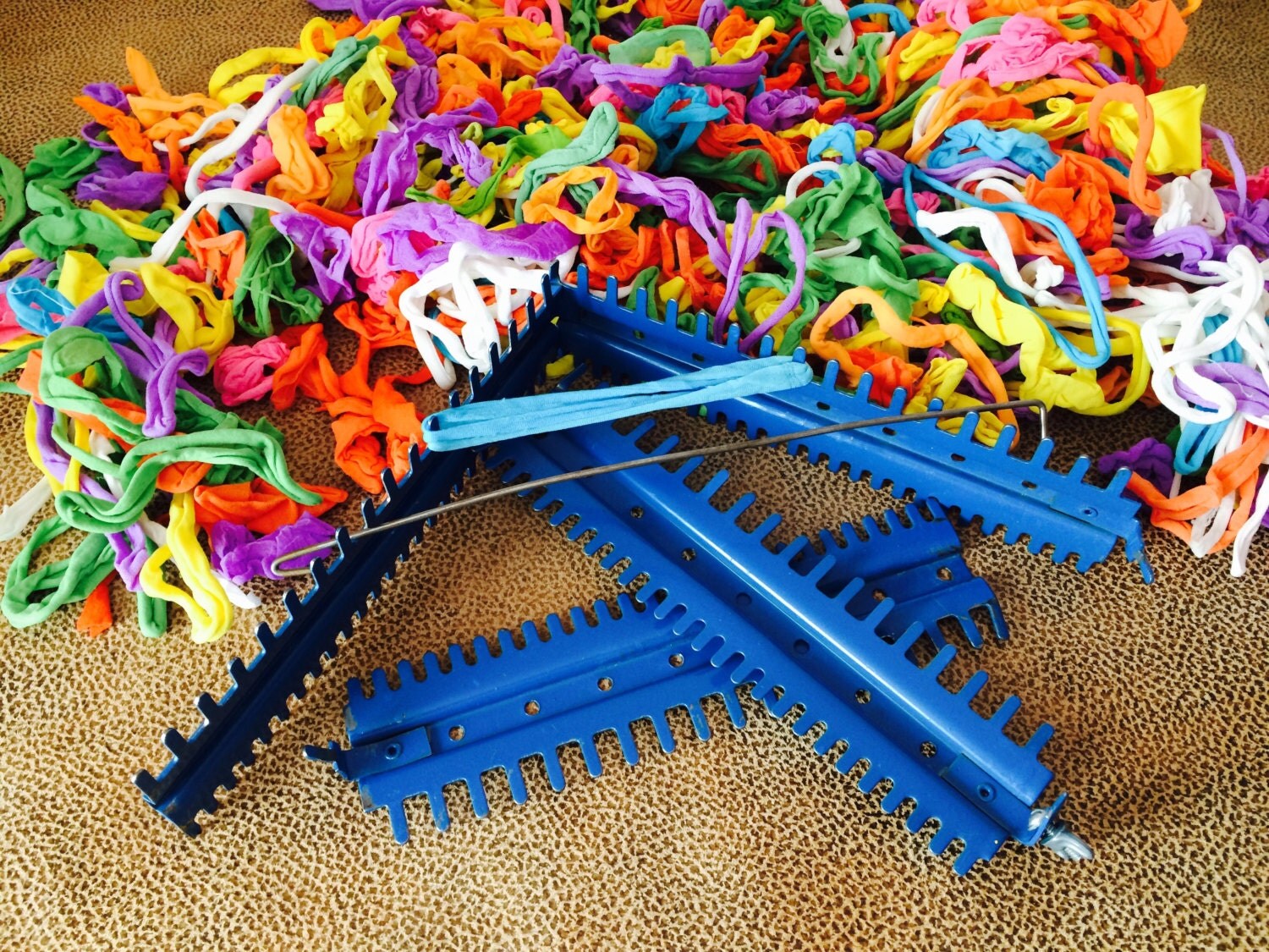 Vintage Weaving Loom Blue Metal Adjustable by NeutralNellies