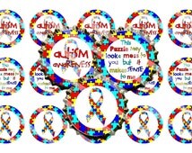 Autism Awareness Images 1" Bottle Cap Images Round Circles Digital ...