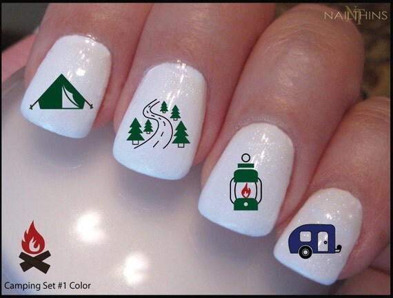 Camping Nail Decal Happy Camper Set 1 in Color Nail by NAILTHINS