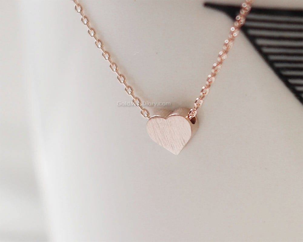 Rose Gold Heart necklace Tiny heart necklaces Rose Gold