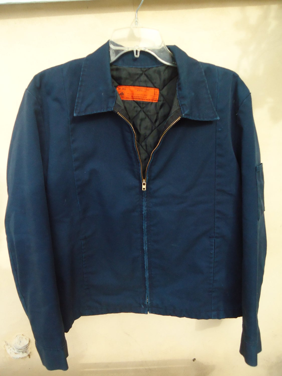 Vintage Mechanic Navy Blue Jacket Mens Quilted Lining Sz M