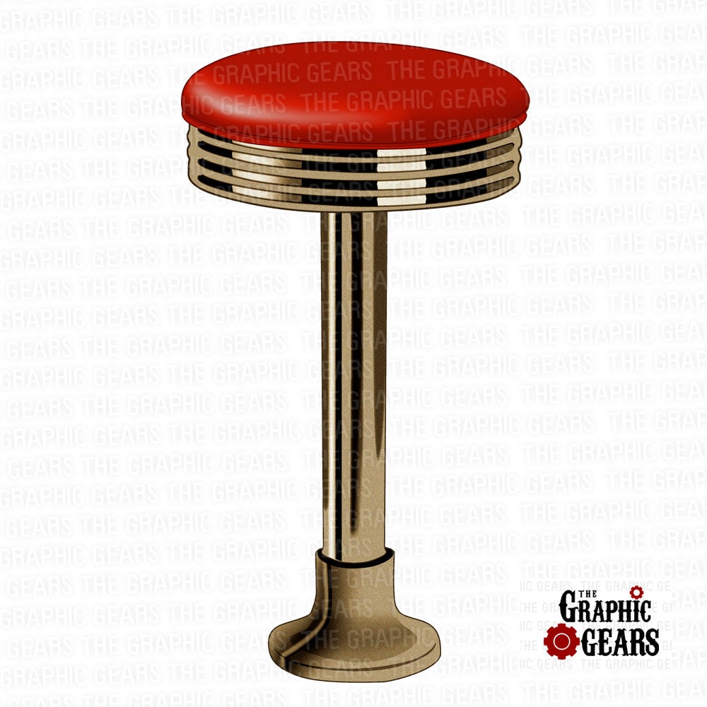 Vintage Diner Bar Stool Clip Art American Diner by GraphicGears