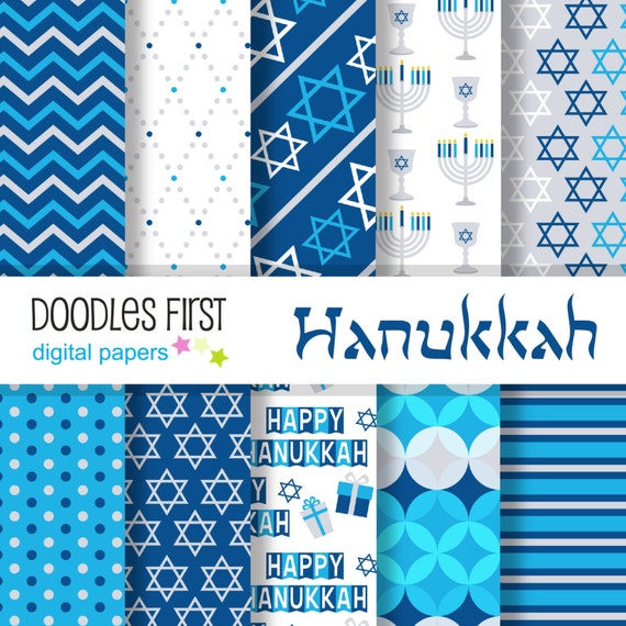 Hanukkah Digital Paper Pack Includes 10 for Scrapbooking