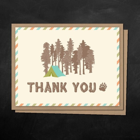 Items similar to Printable Camping Themed Thank You Card For Baby ...