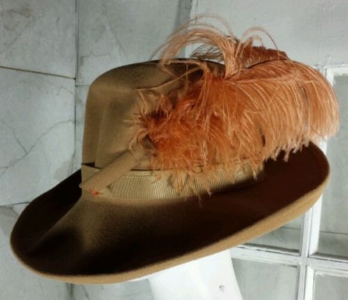 40s Womens Wool Feather Fedora / 30s Womens Hat / Bombshell Era Wool ...