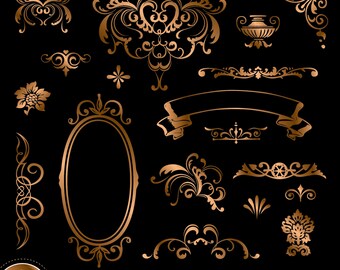 VINTAGE Header Clip Art: Vintage Accent Clipart by MNINEDESIGNS