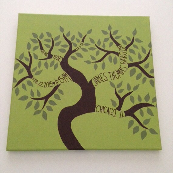 Items similar to New Baby Tree with Birth Information on Etsy
