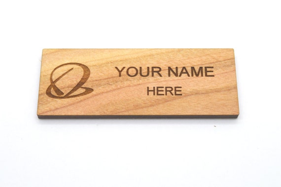 Wooden Name Tags Laser engraved with magnetic holder