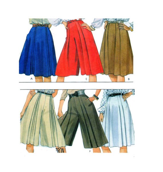 McCalls 8530 Skirt Split Skirt or Culottes: Front and Back