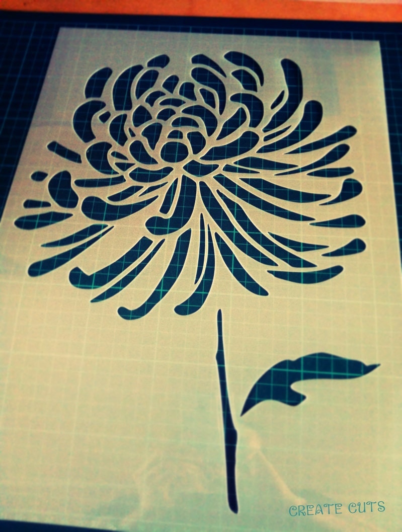 Chrysanthemum Flower reusable STENCIL for home wall interior