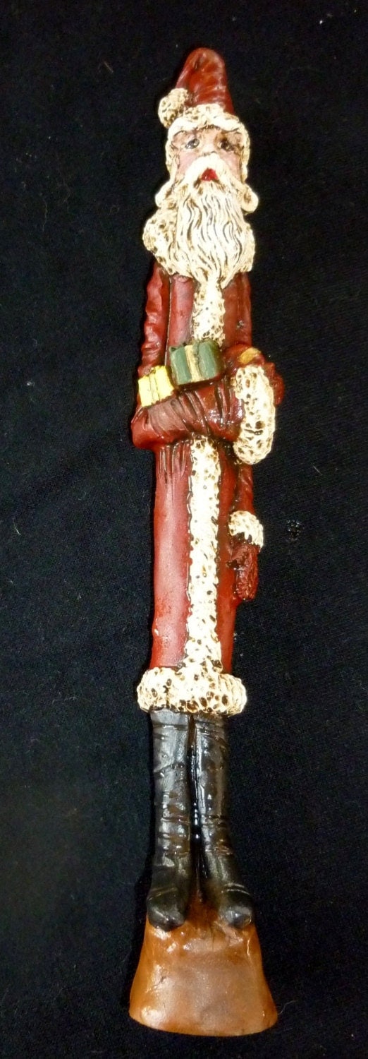 Vintage Santa Figurines Set of 3 Folk Art Christmas Pencil
