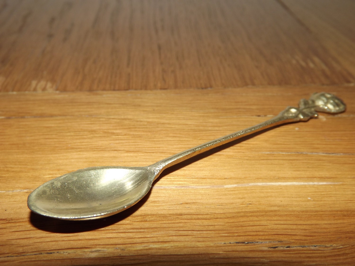 Tiny Shabby Brass Tea Spoon Vintage Collectible crudely made FREE or ...