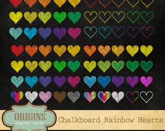 Rainbow Chalkboard Balloons Clipart PNG Clip art set chalk