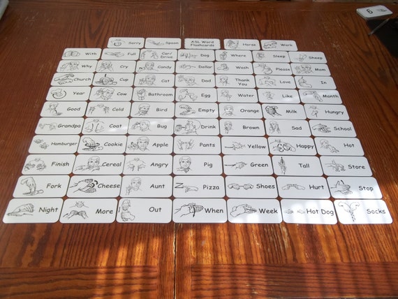 75 American Sign Language Picture Word Flash Cards. Preschool
