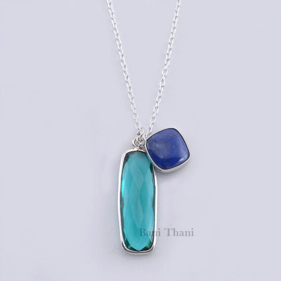 Teal Quartz Long Rounded Rectangle 11x30mm Lapis Square 12mm