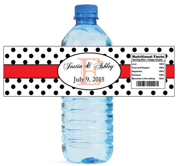Polka Dot Red Monogram Water Bottle Labels Great for