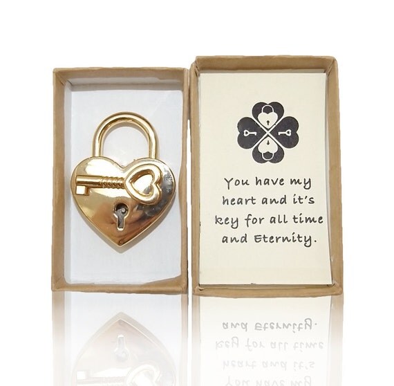 Key To My Heart Lock Charm Locket Keychain Wedding by RagsOutlet