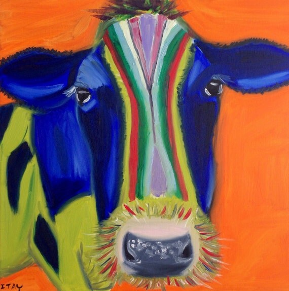 Abstract Cow Print of Original oil painting Colorful by ItayMagen