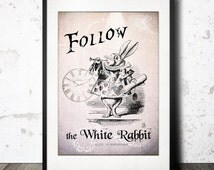 Popular items for white rabbit quote on Etsy