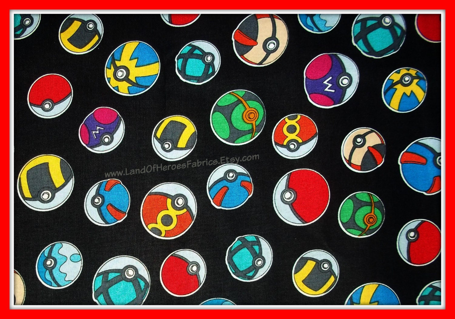 Pokemon Pokeball Cotton Fabric by Pokemon Company