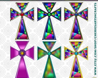 Stained glass cross | Etsy