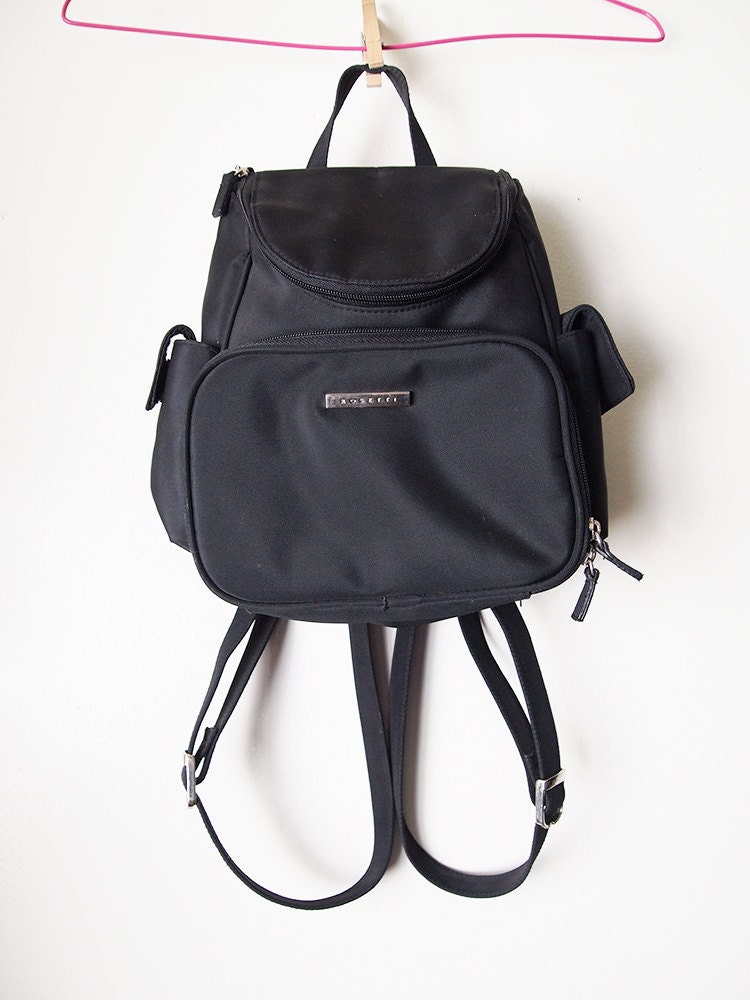 GRUNGE GIRL // Vintage 90s Mini Backpack Purse Shiny Black Bag Kawaii ...