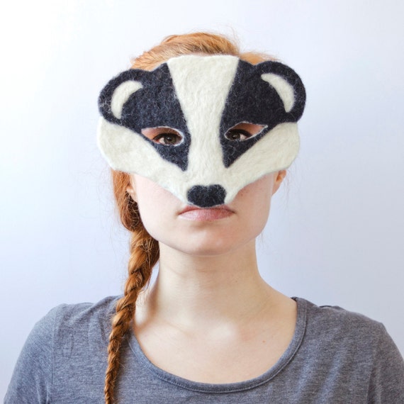 Items similar to Handmade Felted Badger Mask, Kids & Adults on Etsy