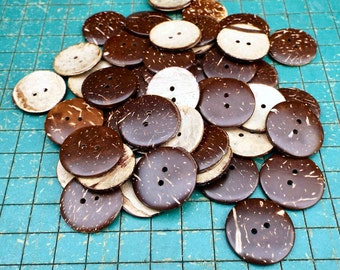 10 extra large coconut shell buttons 1 3/4 inch coconut