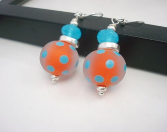 Items similar to Orange Earrings - Red Orange Jewelry - Orange Glass Earrings - Red Orange ...