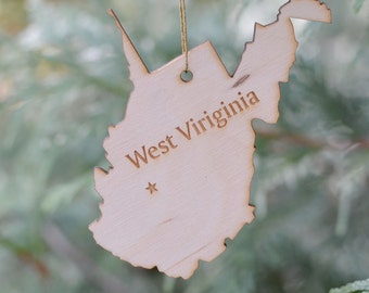 Natural Wood West Virginia State Ornament