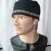 Black Cotton Jersey Fez Cap with Renaisance Style Trim