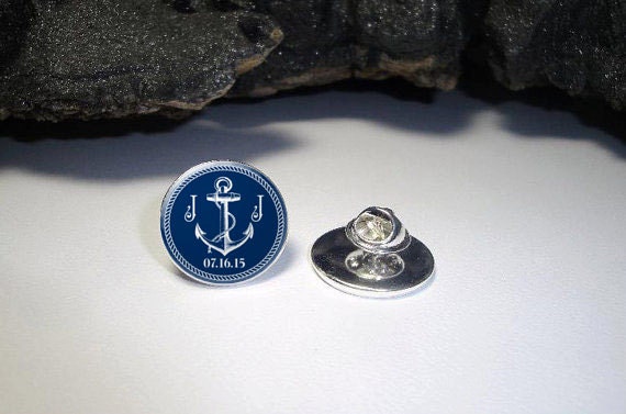 Personalized Anchor Lapel Pin Monogram Lapel Pin Nautica