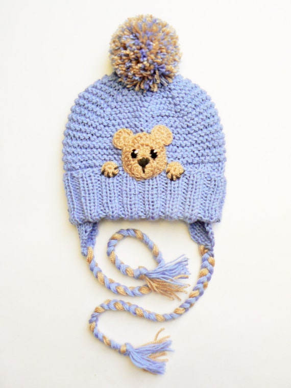Teddy Bear Hat Toddler Winter Hat Kids Earflap Hat Pom Pom